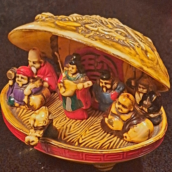 Other | Vintage Japanese Celluloid Clam Shell With 7 Lucky Gods Of ...